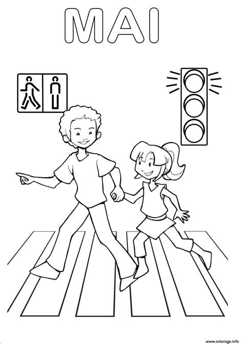 Coloriage Securite Routiere Traverser La Rue Dessin Securite à imprimer
