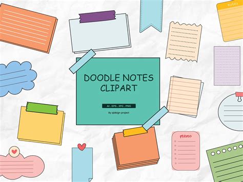 Doodle Notes Clipart Sticky Note Clipart Hand Drawn Bullet Etsy