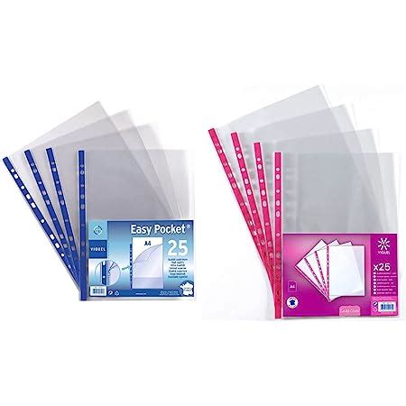 Viquel Lot de 25 pochettes perforées A4 en plastique Ouverture en