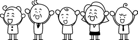 A Set Of Young And Old Men And Women Who Raise Their Hands And Rejoice Illustration Material