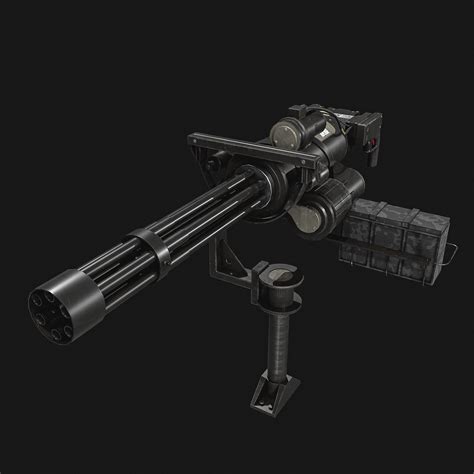 3D Model M134 Minigun 2 Types Pack VR AR Low Poly CGTrader