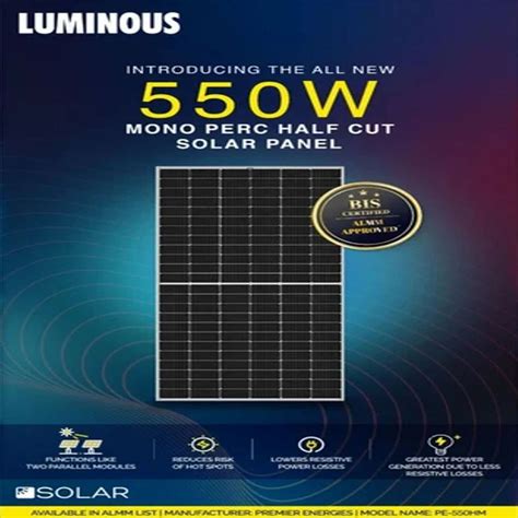 Luminous 550W 24V Mono Perc Halfcut Solar Panel At Rs 13500 Piece