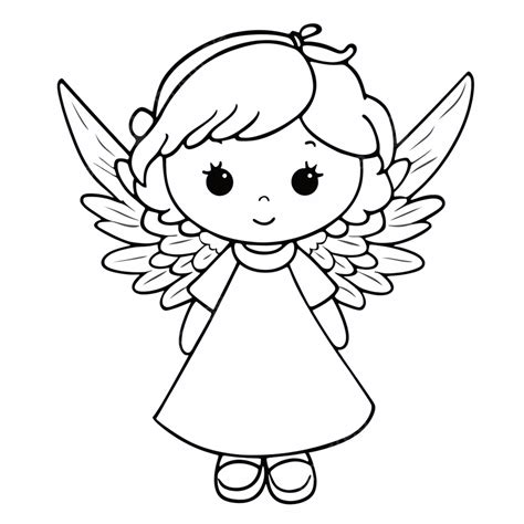 Dibujo De Lindo ángel Con Alas Para Colorear PNG dibujos Dibujo De