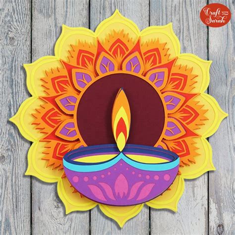 Free SVG Mandala Diya Lamp For Diwali Craft With Sarah