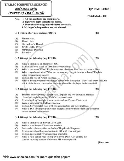 advanced java 2017 2018 b sc computer science idol correspondence 3rd year tybsc 3