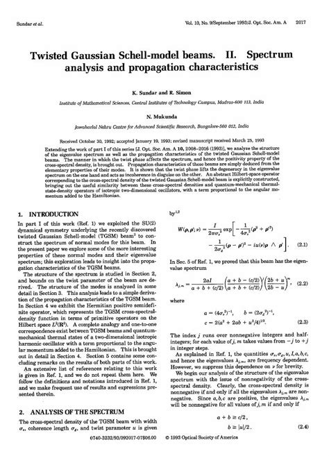 pdf twisted gaussian schell model beams ii spectrum analysis and propagation characteristics