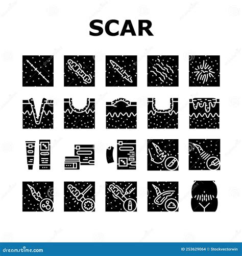 Scar After Trauma Or Surgery Icons Set Vector Stock Illustration