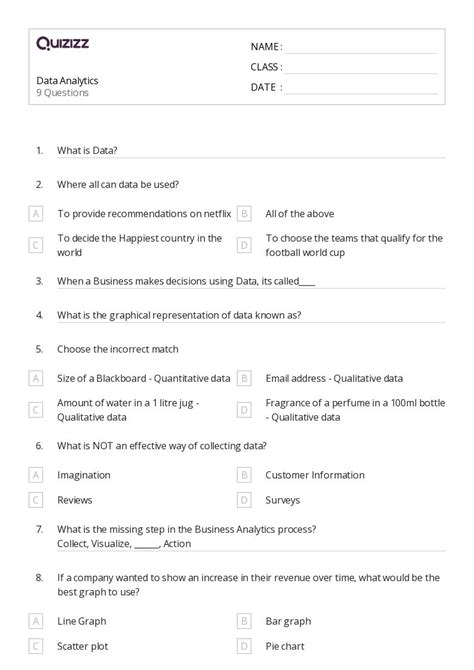 50 Data Visualization Worksheets On Quizizz Free Printable