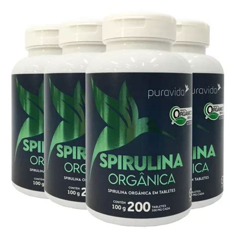 Spirulina Orgânica Puravida 4 X 200 Comprimidos Parcelamento sem juros