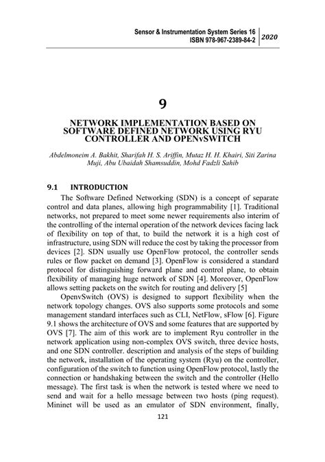 pdf network implementation based on software defined network using ryu controller and openvswitch