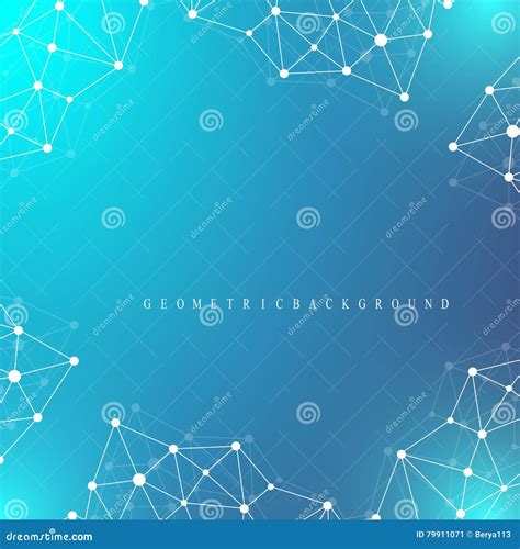 Geometric Abstract Background With Connected Line And Dots Stock