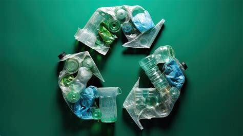 Premium Photo A Recycling Symbol Made From Plastic Bottles And Bags