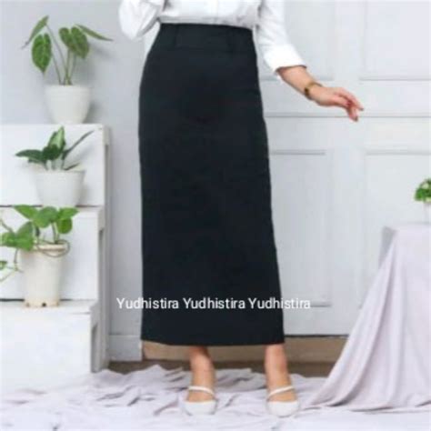 Jual ROK KERJA WANITA PANJANG ROK SPAN REMPEL BELAKANG S XL Shopee