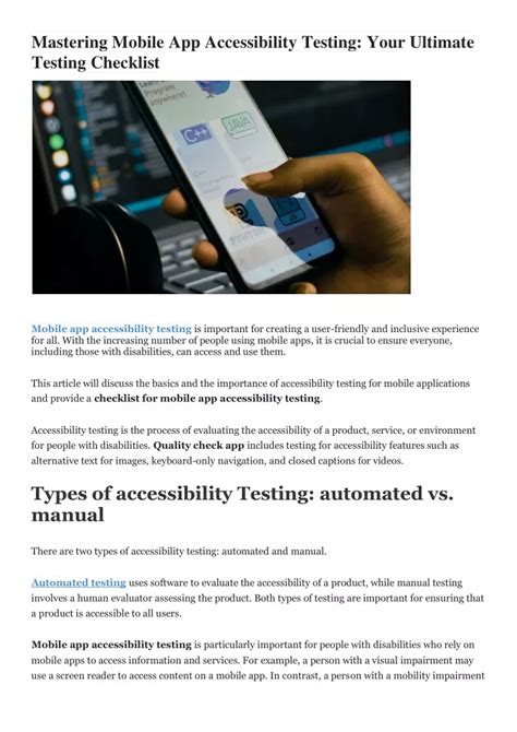 ppt mastering mobile app accessibility testing your ultimate testing checklist powerpoint