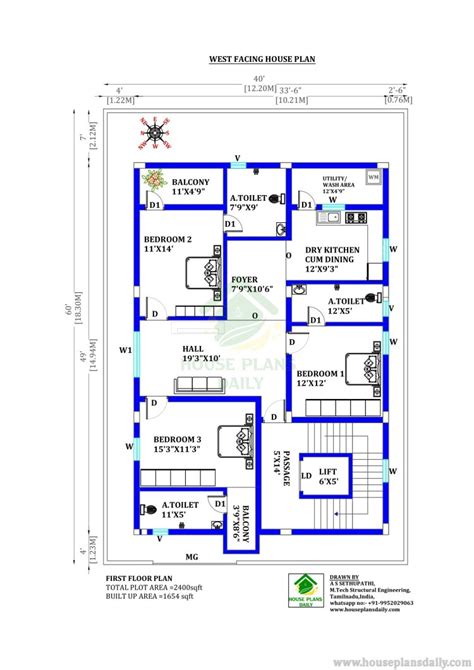 Bedroom House Plan West Face House Plans Per Vastu Duplex House