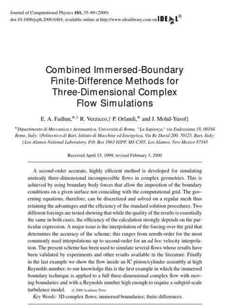 combined immersed boundary finite difference methods for three dimensional complex flow