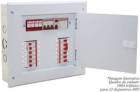 Quadro de distribuição Trifásico P 12 Disjuntor Din Barramento 100a