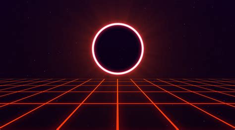 Retro Sci Fi Background Futuristic Grid Landscape Of The S