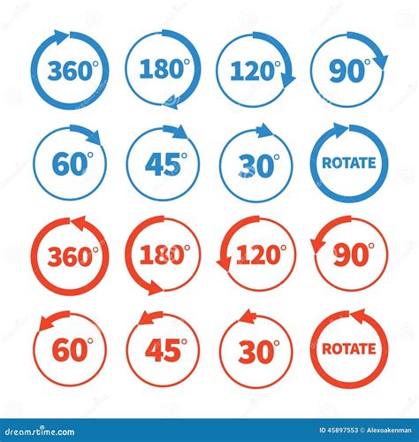Different Rotation Angles Vector Icon Set Stock Vector Illustration