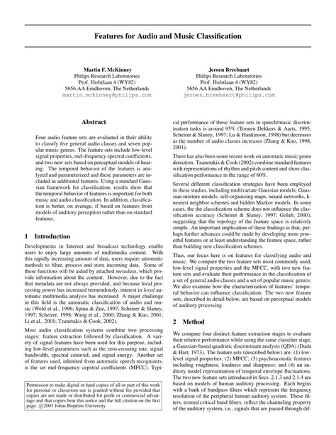 classification of music genre from an audio file