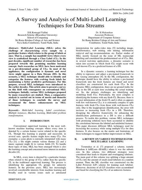 a survey and analysis of multi label learning techniques for data streams pdf machine