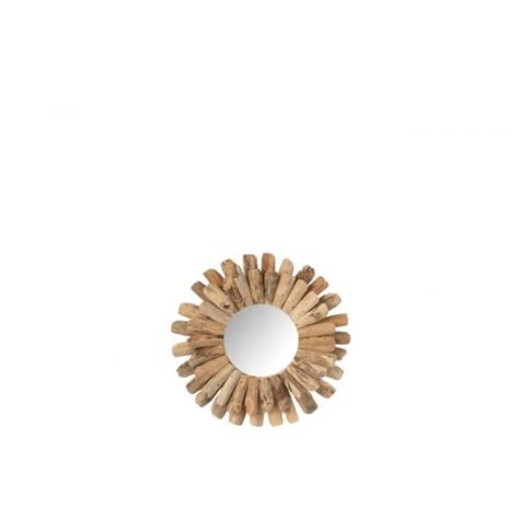 Miroir Dans Cadre Rond De Bois Flott Naturel Cdiscount Maison