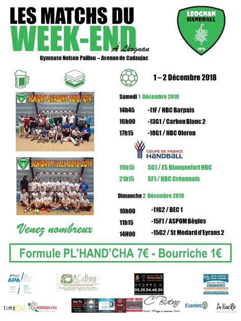 Actualité Soirée coupe de France 3ème tour club Handball Leognan