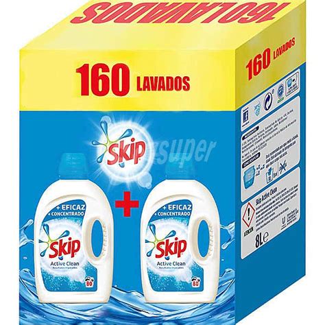 Skip Active Clean detergente máquina líquido azul pack 2 botellas 80