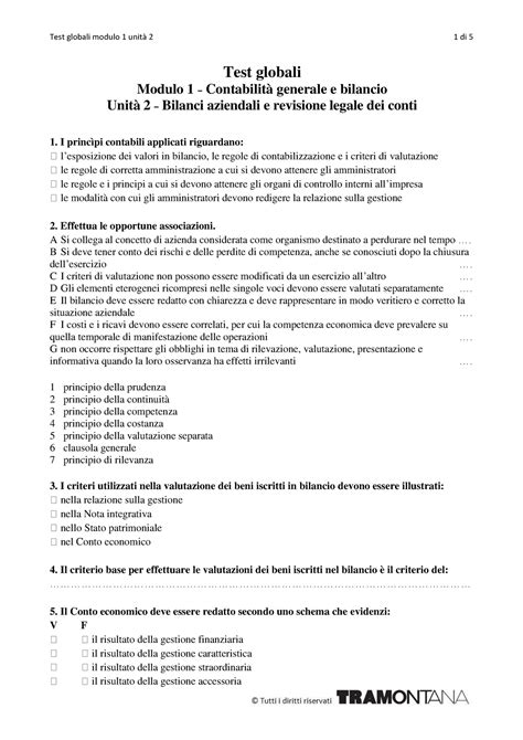 Entriamo az v3 1 m1 u2 verifica Test globali Modulo 1 Contabilità