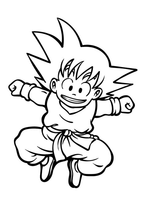Goku Saltando Divertido Para Colorear Imprimir E Dibujar Coloringonly