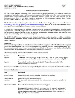 Fillable Online INSTRUCTIONS FORM HHS 687i CONSENT FOR STERILIZATION