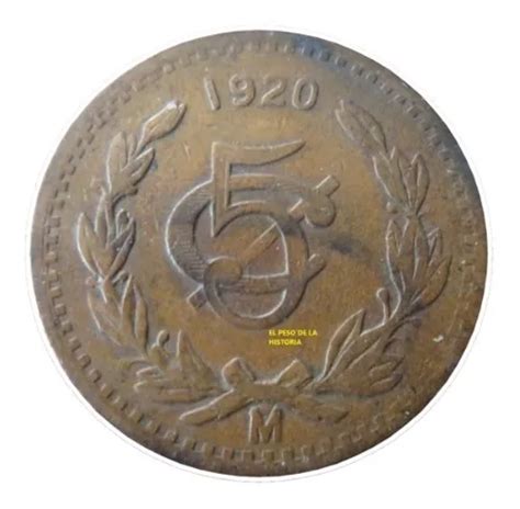 Moneda 5 Centavos 1920 Monograma a Meses sin interés