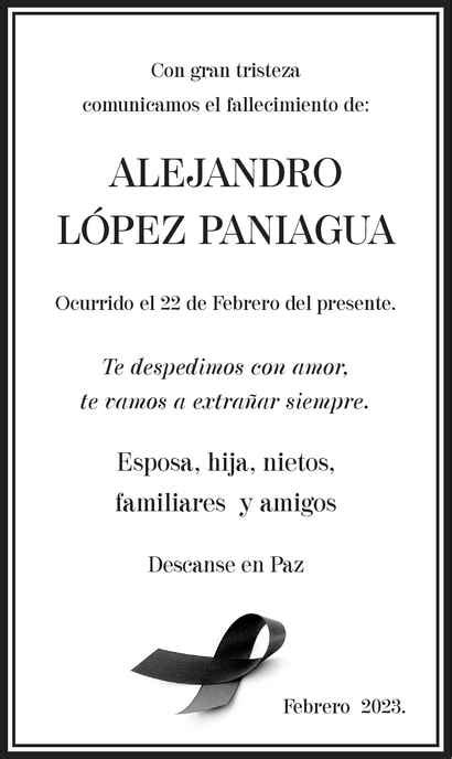 Señor Alejandro López Paniagua Obituario Esquela