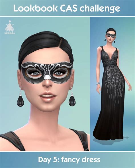 Sims 4 CAS Challenge Day 5 Fancy Dress No CC Look Sims 4