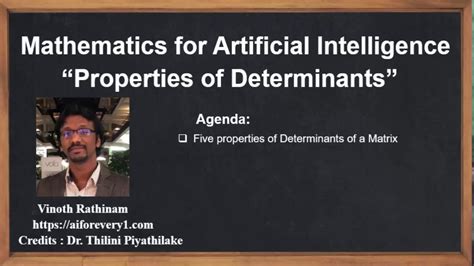 machine learning tutorial python mathematics 8 properties of determinants of matrix youtube