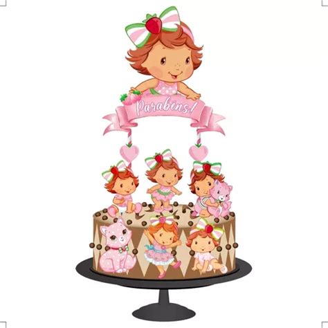 Topo De Bolo Topper De Bolo Aniversário Moranguinho Baby