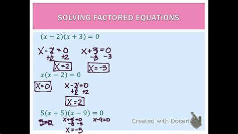 lesson 10 4 solving polynomial equations in factored form youtube