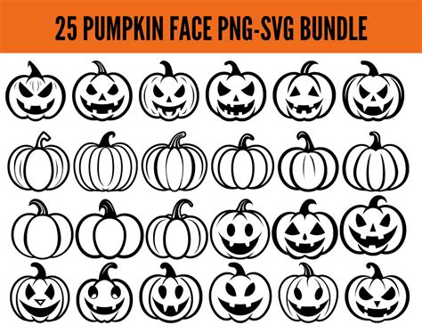 Pumpkin Face SVG Bundle Pumpkin Face PNG Pumokin Face Clipart Pumpkin