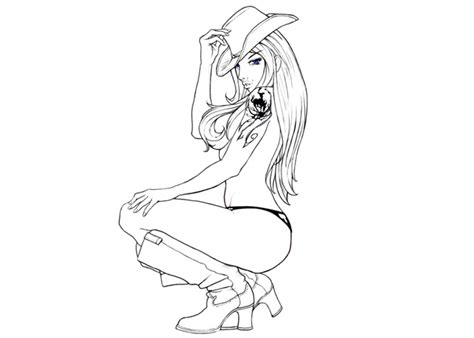 Sexy Cowgirl Coloring Page Coloring Pages