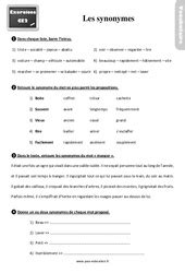 Synonymes CE2 Exercice évaluation révision leçon pdf à imprimer