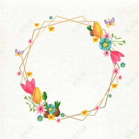 鲜花边框花卉春天春季花朵几何边框图片素材免费下载 觅知网