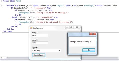 Comparing Strings In Visual Basic Net INetTutor