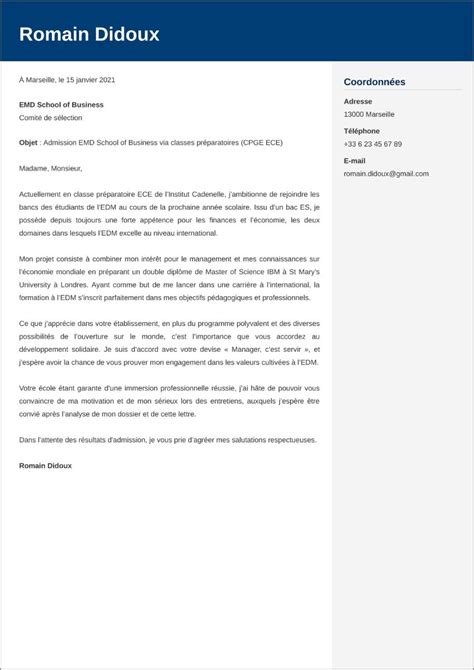Modele De Lettre De Motivation Pour Une Ecole