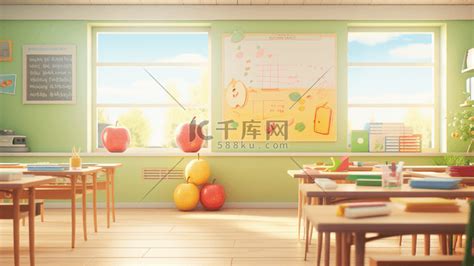 彩色开学季学校教室场景40插画图片 千库网