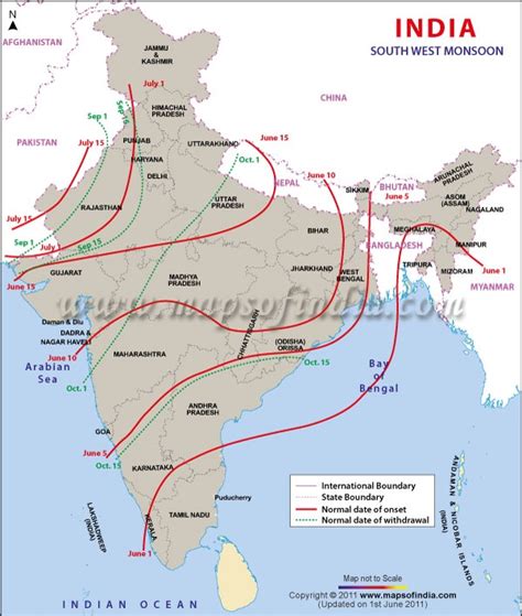 South West Monsoon In India Monsoon Map Of India India Map