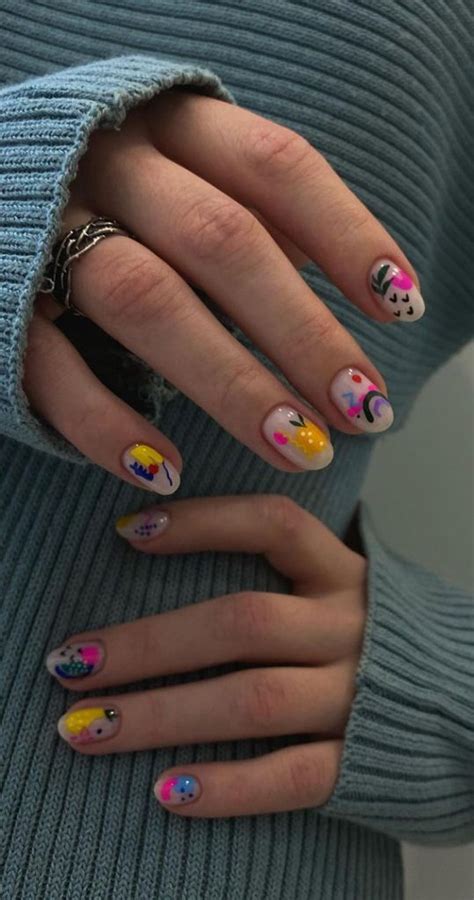 50 Fresh Summer Nail Designs Citrus Geometric Nails