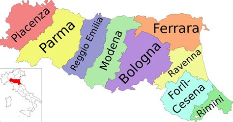 Emilia Romagna Mappa Dell Italia L Insegnamento Della Geografia