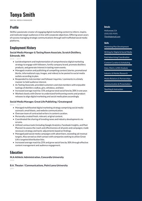 Social Media Manager Resume Example Writing Guide