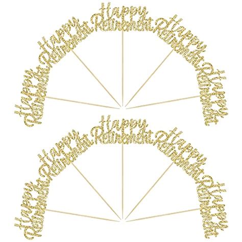 Gyufise 36 Pack Gold Glitter Happy Retirement Cupcake Toppers Retired