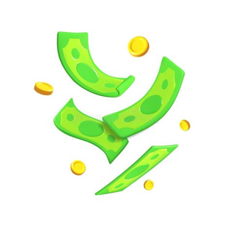 Dollar Bill Green 3d Render American Money Dollar Banknote In Cartoon